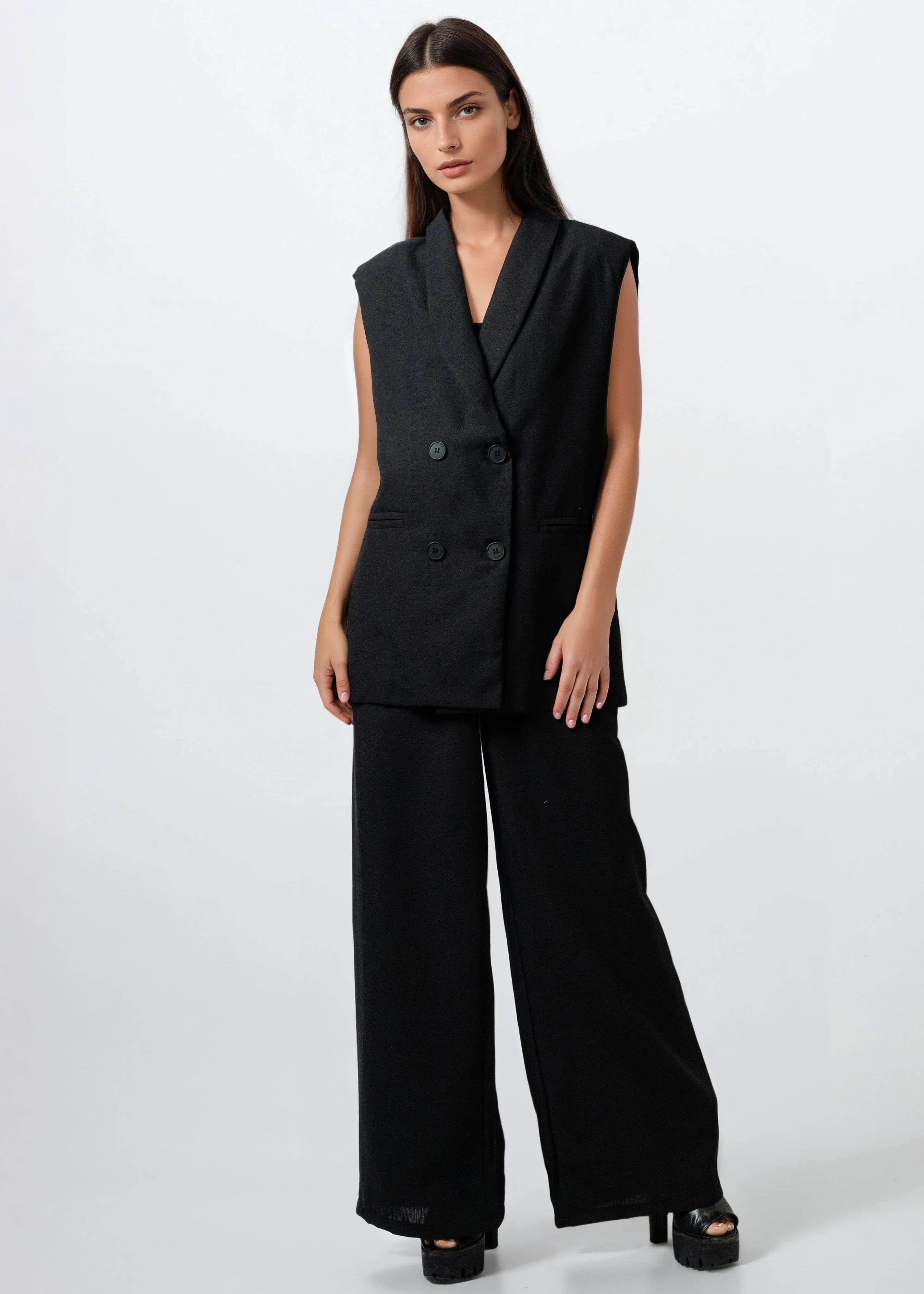 Belted Blazer Vest Pant Suit - Kate Hewko