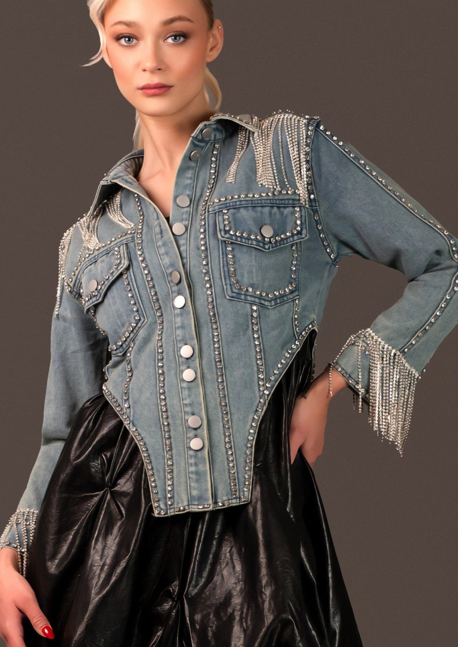 Tassel Tuxedo Denim Jacket - Kate Hewko