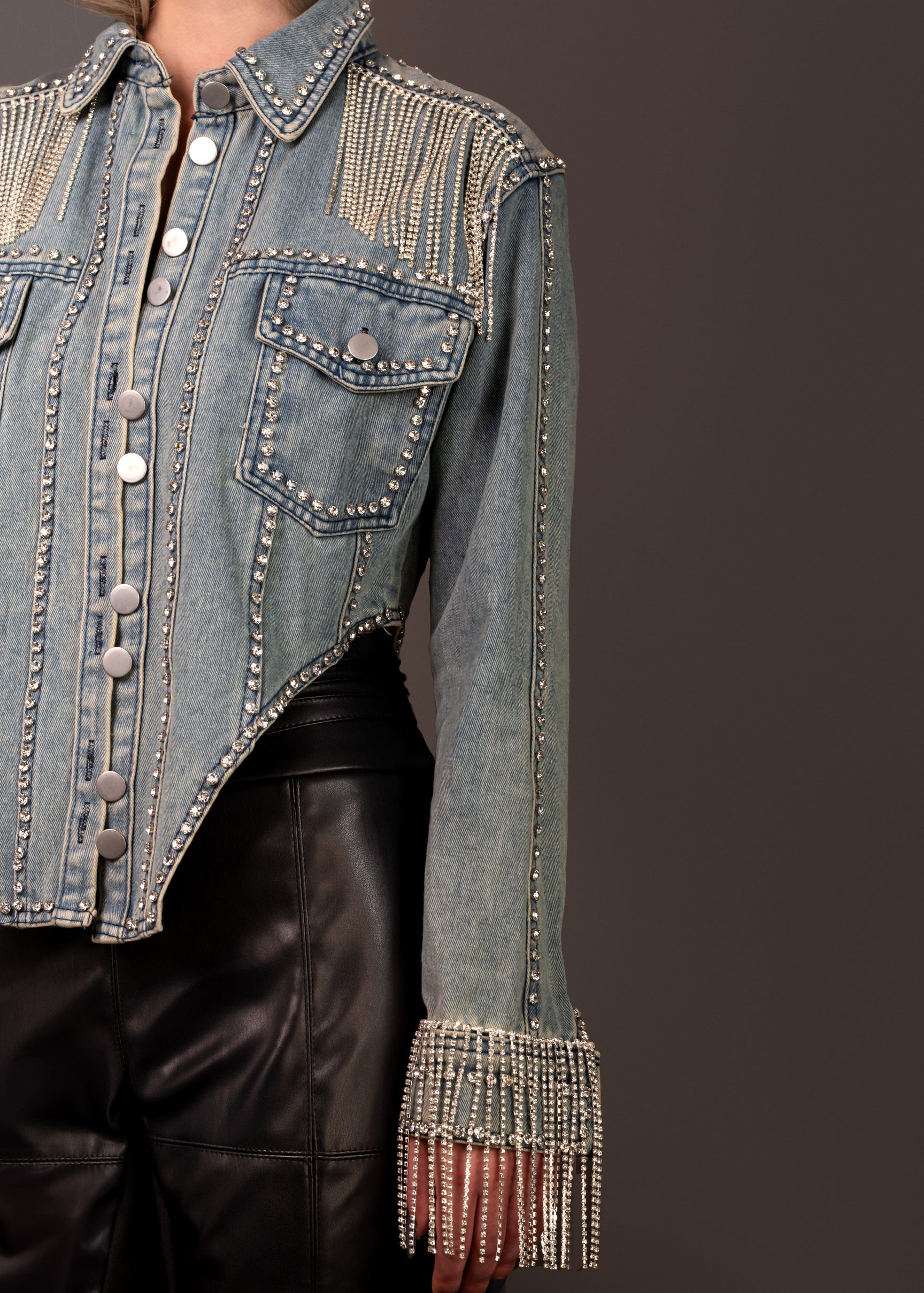 Tassel Tuxedo Denim Jacket - Kate Hewko