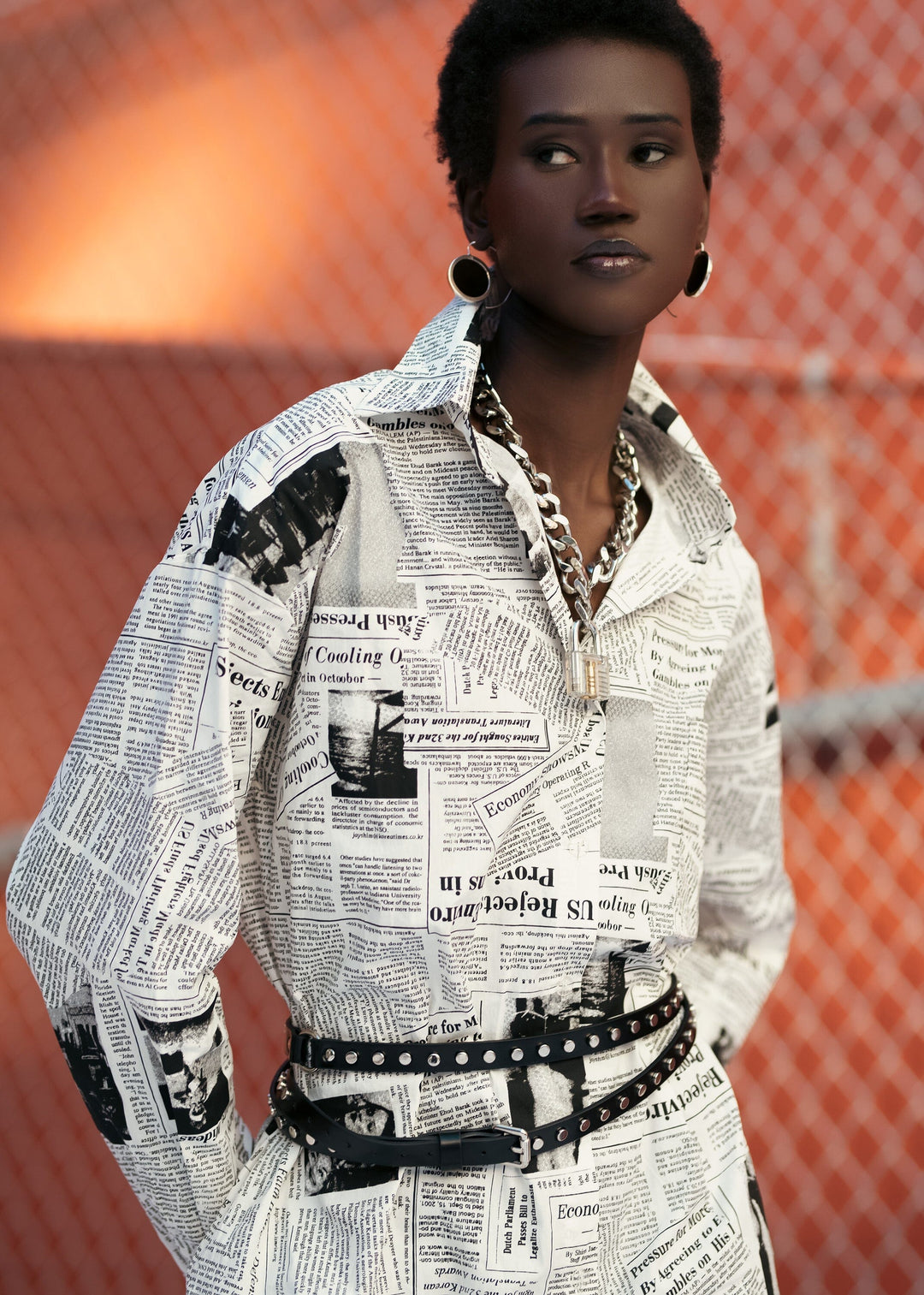 Newsprint Button Up Layering Piece - Kate Hewko Concept Store