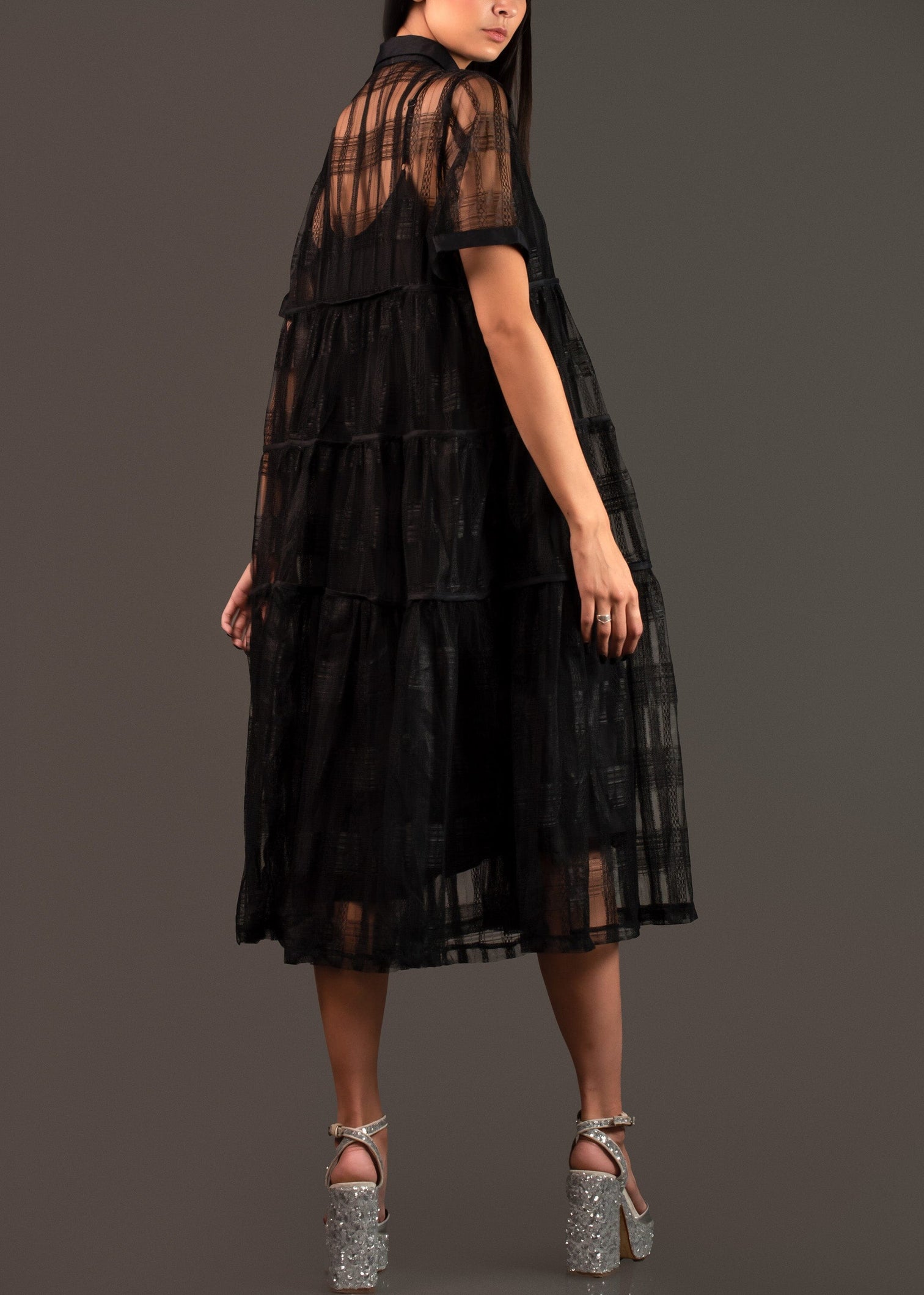 Sheer Textured Shirt Dress - Kate Hewko